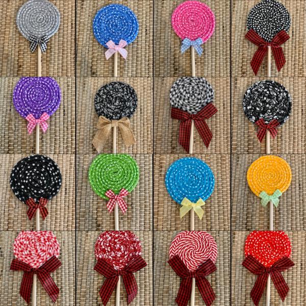 Farmhouse-style Fabric Lollipops for parties, showers, holiday decor ...