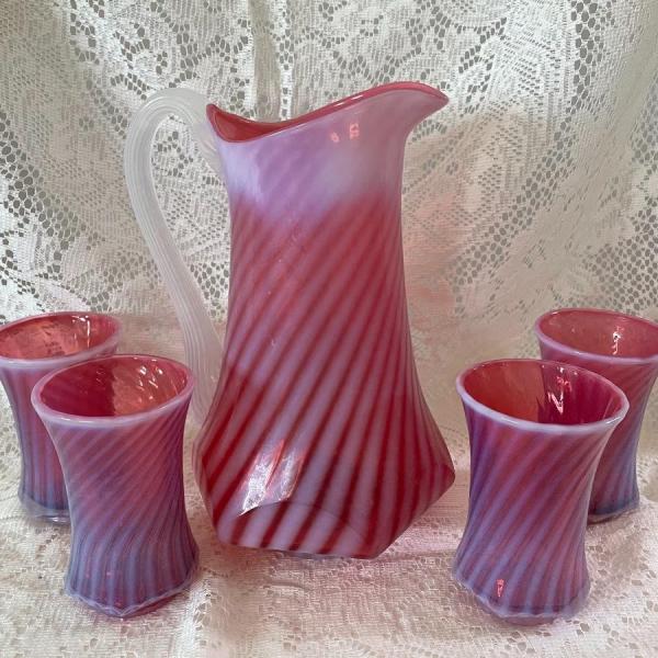 Newer Fenton Pitcher with 4 Glasses | snaplist