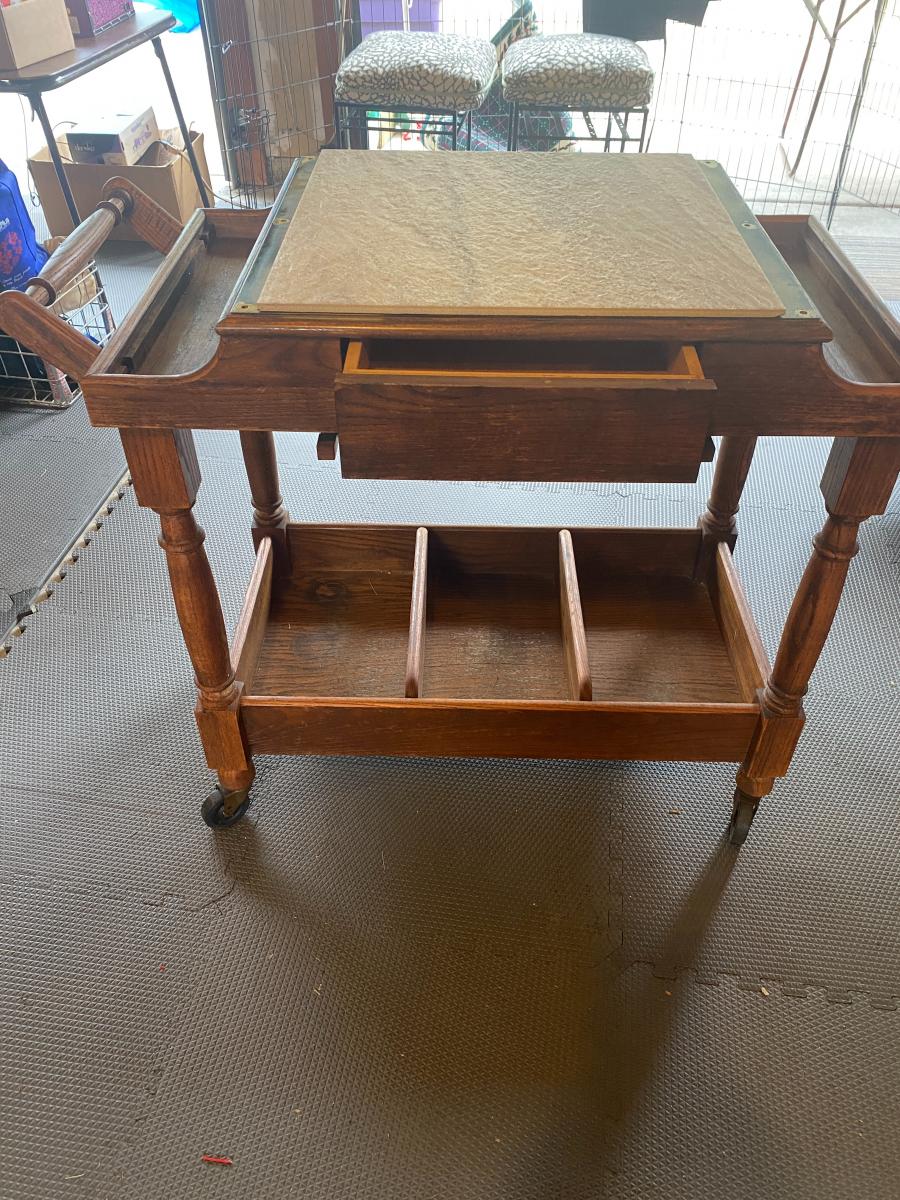 Bar Cart Trolley on Wheels Rustic Wood Bar Cart / Coffee Stand | snaplist